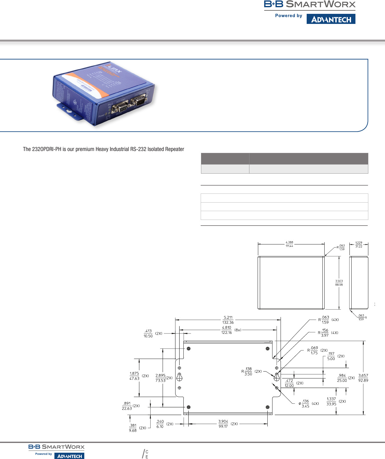 Advantech Corporation의 232OPDRI-PH 규격서 | DigiKey