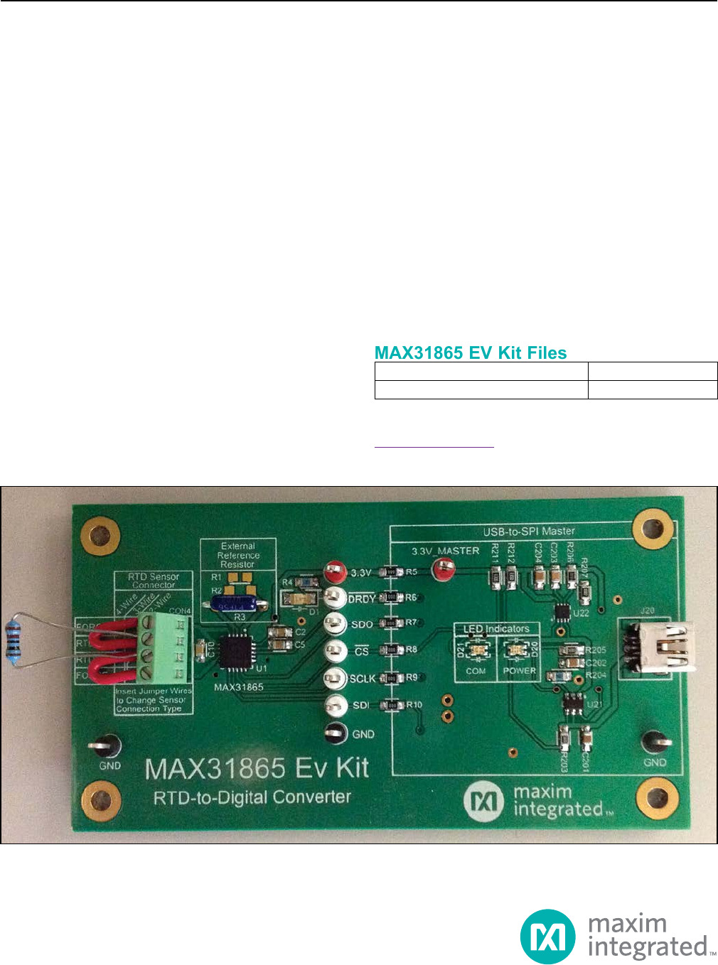 Analog Devices Inc./Maxim Integrated의 MAX31865 Eval Kit 규격서 | DigiKey