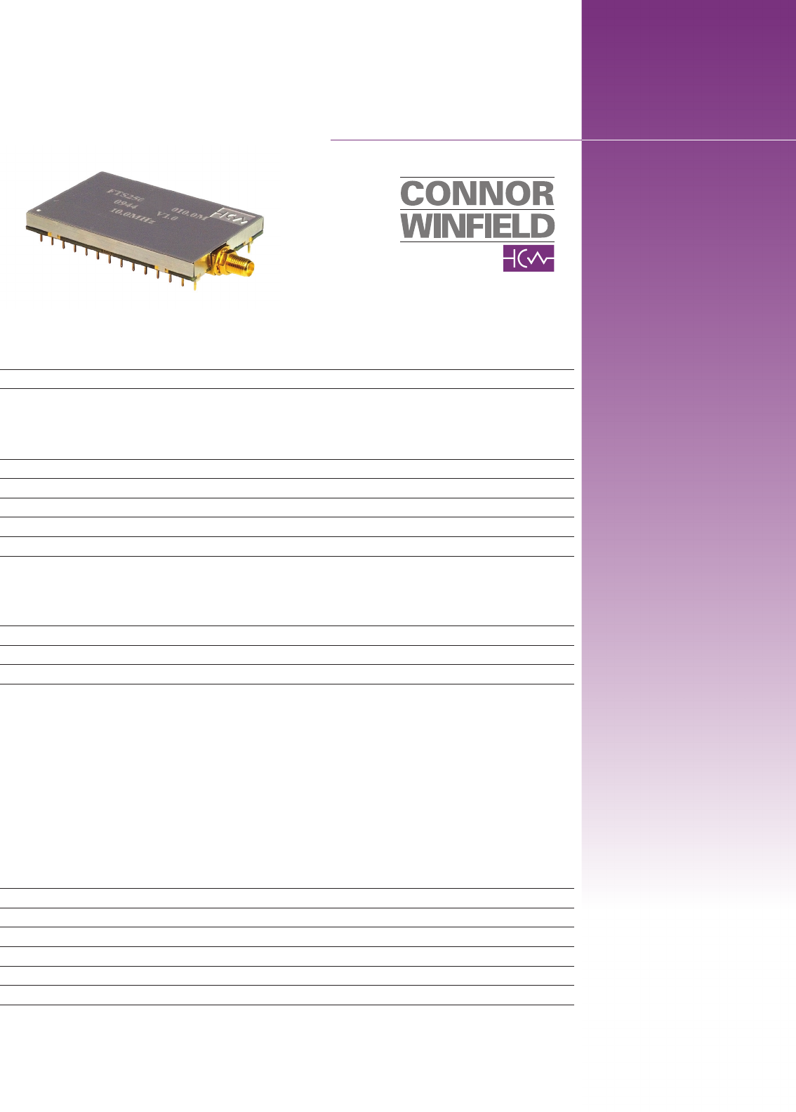 FTS250 125 Series Datasheet by Connor-Winfield | Digi-Key Electronics