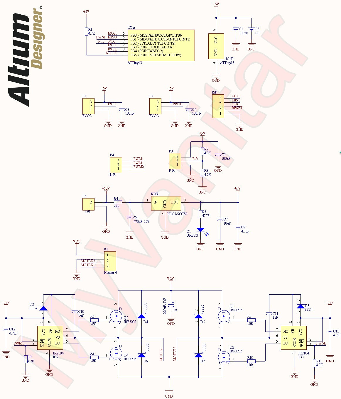 h bridge dc motor driver using arduino and attiny13
